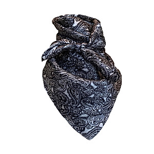 Wyoming Traders Paisley Cowboy Wild Rag 100% Silk Scarf Bandana Multiple Colors 34.5" (Silver/Smoke)