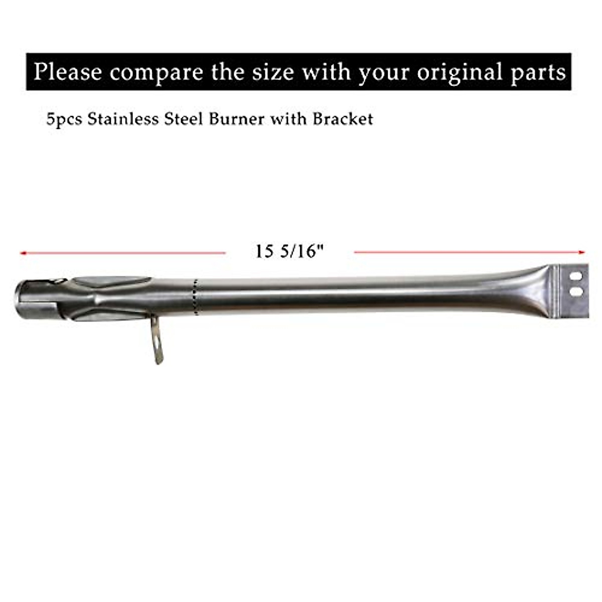Hisencn Grill Burner Tube Replacement for Brinkmann 810-2511-S, 810-2512-S, 810-3660-S, 810-4220-S,  810-4535-S and more Gas Grill Models, 15 5/16 inch Stainless Steel Burner Pipe