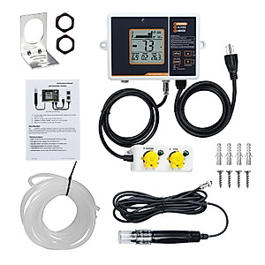 Smart pH Controller Aquariums, Two-Plug Auto Dosing System with Dosing Pump for pH Up and Down Dispensing, pH Meter with ATC Function, pH Monitor for Hydroponics Nutrient