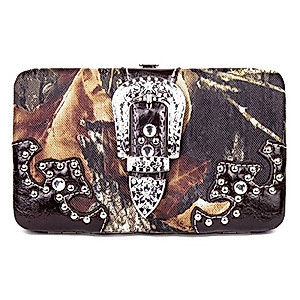GoCowGirl Large Western Concealed Carry Weapon Purse Camouflage Camo Belt Buckle Handbag Matching Wallet (Brown)