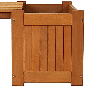 Sunnydaze 68-Inch Meranti Wood Outdoor Planter Box Bench with Teak Oil Finish