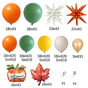 Fall Balloon Arch Garland Kit 153Pcs Burnt Orange Sage Green Mustard Yellow Balloons for Little Pumpkin Autumn Thanksgiving Boho Birthday Baby Shower Bridal Shower Party Decorations