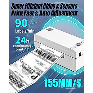 Memoking Thermal Shipping Label Printer with Label Holder - High Speed Desktop Label Printer for Shipping Packages for Windows & MacOS - HD 4x6 Shipping Label Printer for Small Business Package/Logo