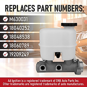 Replacement Brake Master Cylinder - Compatible with Cadillac, Chevrolet and GMC Vehicles - 1999-2002 Silverado 1500, Blazer, Yukon, Escalade, Sierra - Replaces M630031, 18040252, 18060789, 19209249