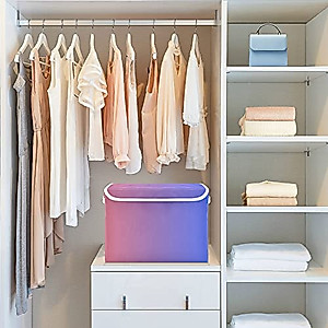 innewgogo Red Blue Gradient Storage Bins with Lids for Organizing Foldable Storage Bins with Handles Oxford Cloth Storage Cube Box for Pets Toys