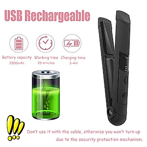 2 in 1 Professional Hair Straightener and Curler USB Rechargeable Shutdown and Boot Protection Function Flat Iron for Hair Ceramic Heating Material for Styling (Matte Black)