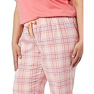Amazon Essentials Women's Flannel Pajama Sleep Pant - Discontinued Colors, Light Pink Peach Plaid, 5X