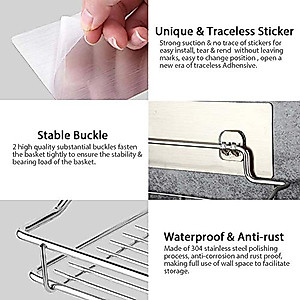 zhbotaolang Stainless Steel Shower Organiser Basket - Strong Suction Rust Proof Kitchen Bathroom Accessories M