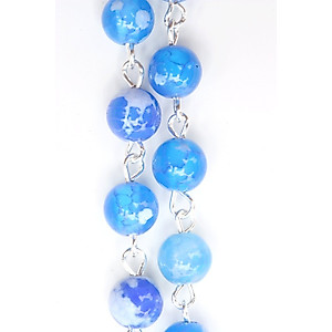 Gemstone Catholic Prayer Rosary - Includes "How to Pray the Rosary", Rosary Pouch and Gemstone meaning (Blue Agate - Silver)