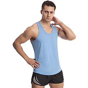 Vislivin Workout Tank Tops for Men Quick Dry Y-Back Tanks Bodybuilding Sleeveless Shirts-4 Packs Black/Sky Blue/Grey/ArmyGreen XXL