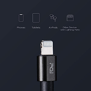 PQI MFi Certified Apple iPhone Charger Cable - Nylon Braided USB to Lightning Cable - 3.3ft (100cm) Stellar Black Charging Cord - Compatible with Apple iPhone 12 Pro Max, 11, and More