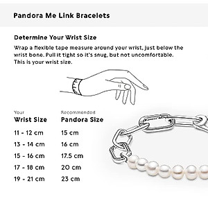 Pandora ME Sterling Silver Link Chain Bracelet With Freshwater Cultured Pearl For Medallion Charms, Size 17.5, No Box