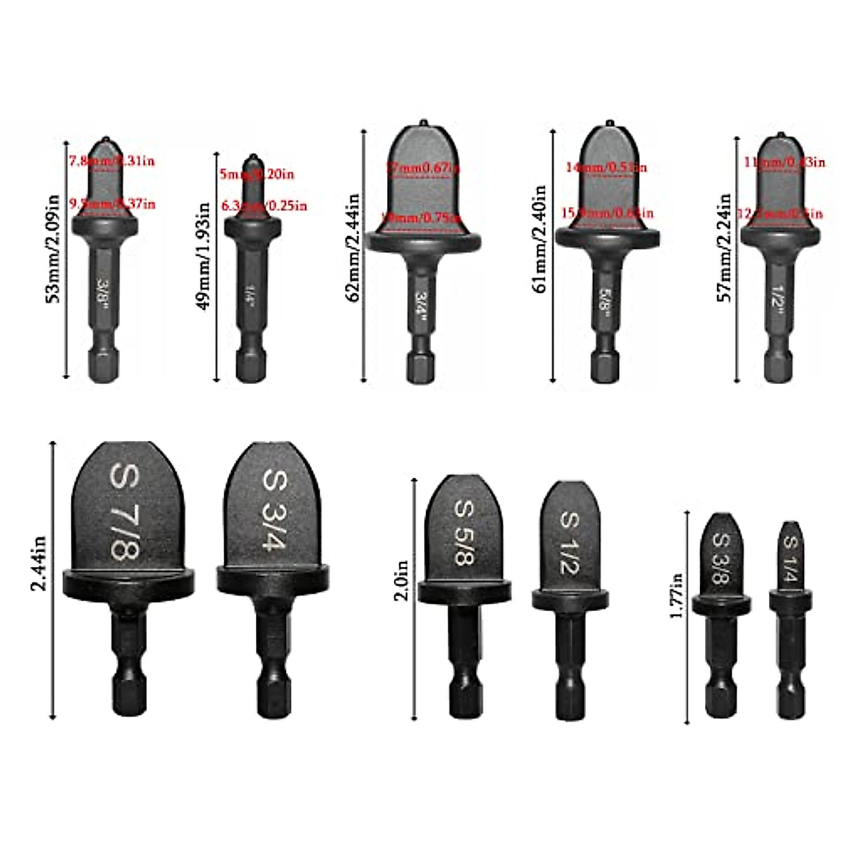 Copper Swaging Tool HVAC Drill, 11 Pcs HVAC Pipe Expander Tool Air Conditioner Manual Copper Pipe Swage Expander Drill Bit with 1/4'' 3/8'' 1/2'' 5/8'' 3/4'' 7/8'' Bits