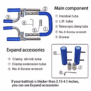 Anti-Slip Bathtub Grab Bar Safety Bar for Seniors and Handicap - for Assistance Getting in and Out of Tub, Easy to Install on Most Tubs