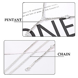 Ckecharfa Rhinestone Choker Necklaces Silver Waterdrop Pendant Necklace Crystal Chain Necklaces Glitter Party Adjustable Neck Chain Jewelry for Women and Teen Girls, Free Size