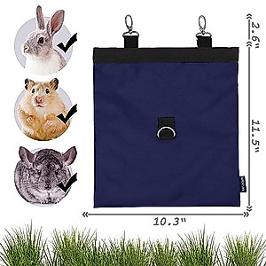 PACKSTAR Rabbit Hay Feeder Bag,Rabbit Hay Feeder,Bunny Hay Bag,2 Holes Large Capacity 600D Rpet Hay Hanging Feeder Storage for Rabbit,Guinea Pig, Chinchilla