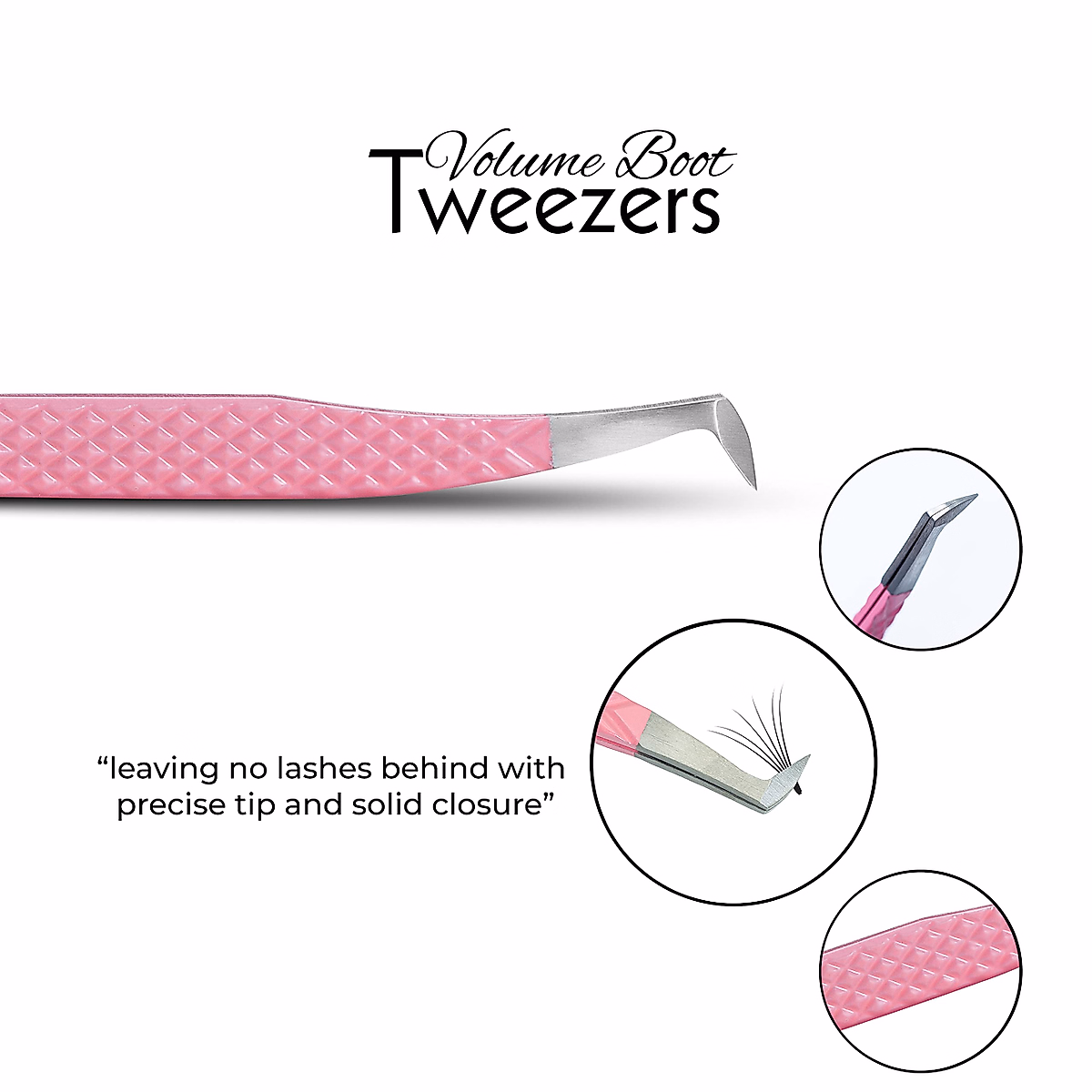 SIVOTE Lash Tweezers for Eyelash Extensions, Set of 3 - Volume, Volume Boot, Slim 90 Degree Tweezers with Fiber Tips in Pastel Colors, Ideal for Mega, Volume & Russian Lashes - Includes Leather Pouch