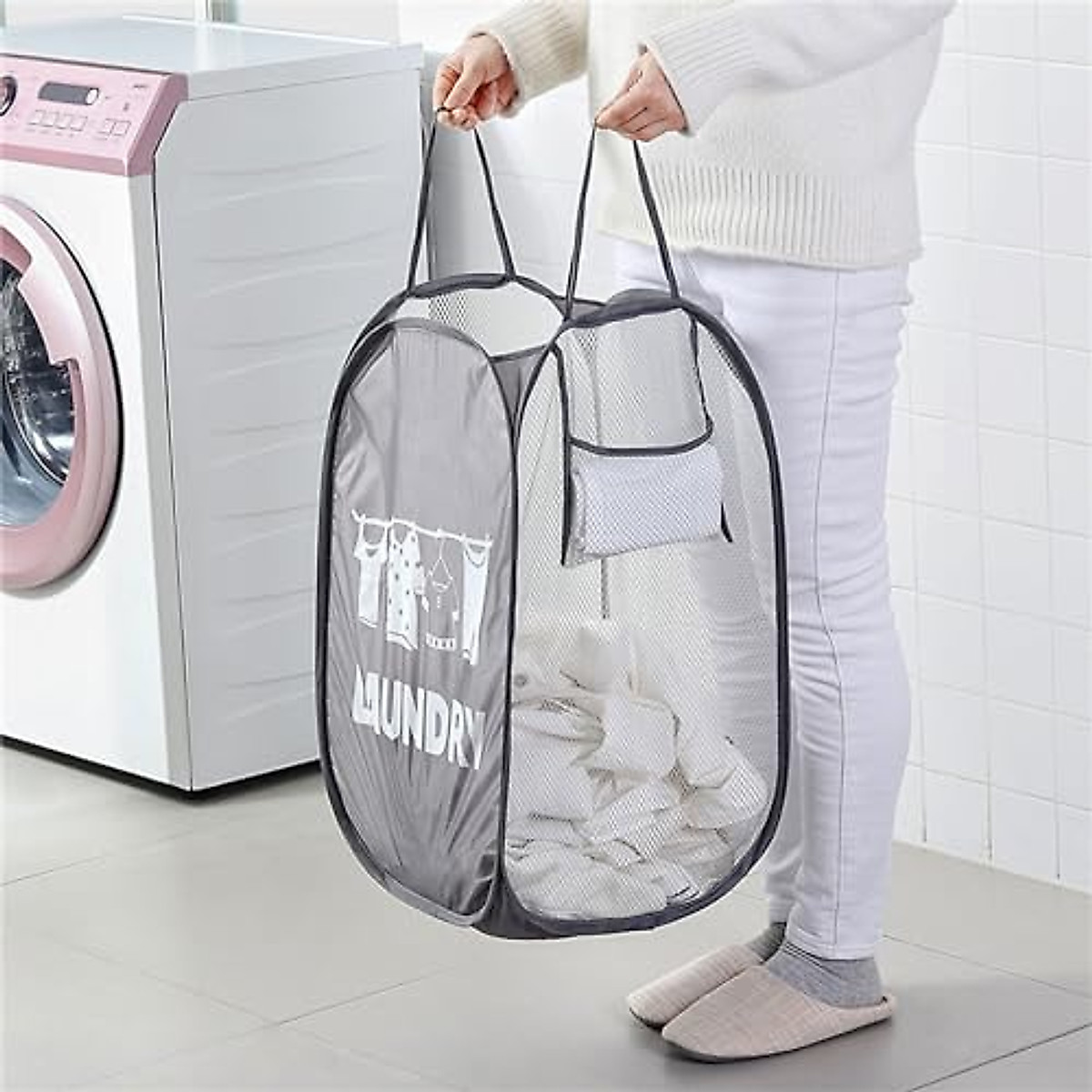 XANHOY Mesh Laundry Hamper Dirty Clothes Hampers Practical Mesh Laundry Baskets With Handles Storage Baskets Laundry Room Organization