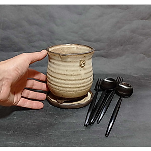 Cutlery holder, Ceramic silverware container, Kitchen cutlery organizer, Cutlery caddy, Pottery Utensil carrier, Table top utensil dish,