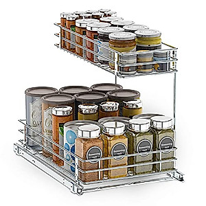 Under Sink Organizer and Storage, Auledio Under the Sink Organizer Pull Out Cabinet Organizer, 2 Tier Under Cabinet Storage Chrome Cabinet Pull Out Shelves for Kitchen, Bathroom