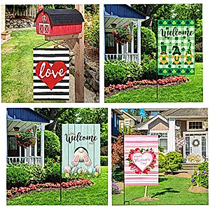 Yileqi Holiday and Seasonal Garden Flags Set 12 Pack Double Sided Yard Flags with Zipper Storage Bag, Easter Spring Garden Flag Festive Small Size Flag for Outdoor Decoration 12x18 Inch