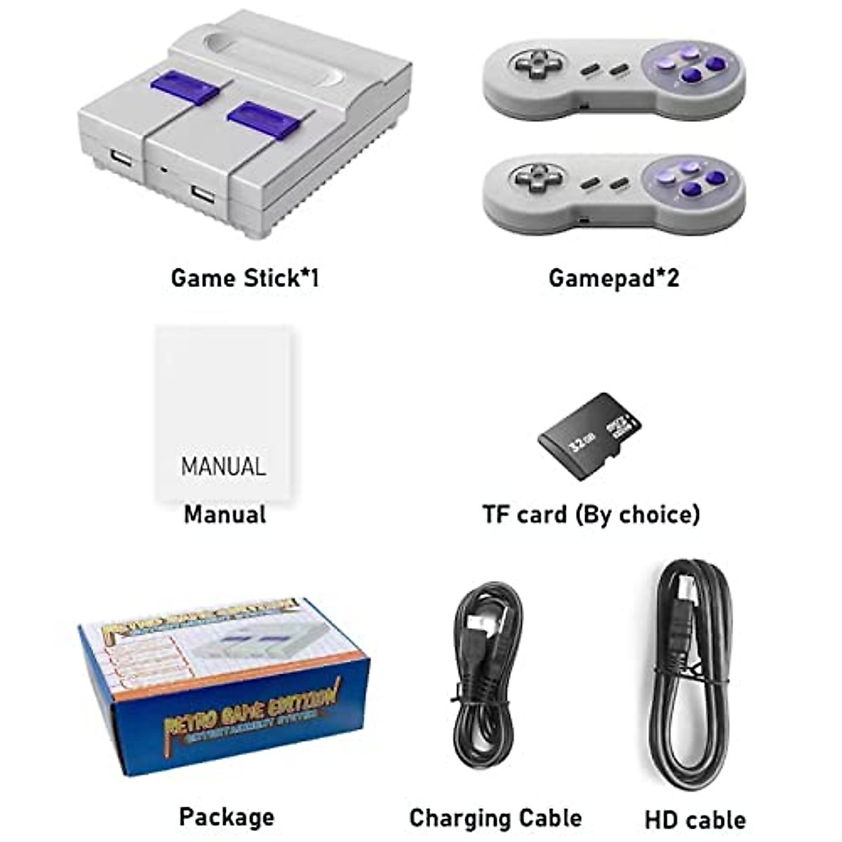 Super Classic Retro Game Console,4K HDMI Video Game System with Built in 2000+ Old School Classic Games and Dual Game Controllers Wireless,Support TF Card and Plug and Play.