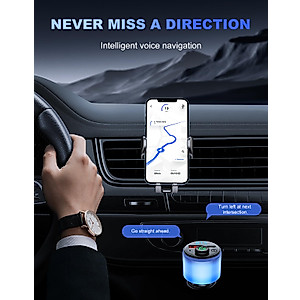 RIWUSI Bluetooth 5.3 FM Transmitter for Car, [All-Over Glow] PD 30W+QC 3.0 Dual-Port Fast Car Charger, Wireless FM Radio Bluetooth Car Adapter with Hands-Free Calling, Hi-Fi Music Player/Car Kit