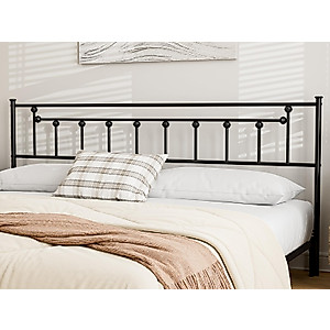 IKIFLY Metal King Size Headboard, Sturdy Steel Headboard Only for King Size Bed, Rustic Farmhouse Style, Easy Assembly, Attach Frame, Black/King