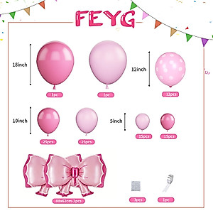 Pink Mouse Birthday Decorations, Pink Mouse Balloon Arch Garland Kit with Pink Bow Tie, Pink Hot Pink Polka Dots for Girls Mouse Theme Birthday Party Decorations Baby shower Wedding Party Supplies