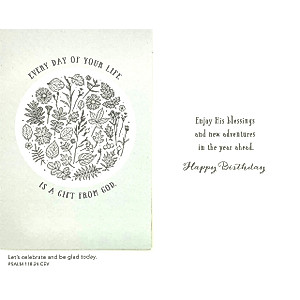 DaySpring - Black & White Birthday Botanicals - 4 Design Assortment with Scripture - 12 Boxed Cards & Envelopes (J0384)