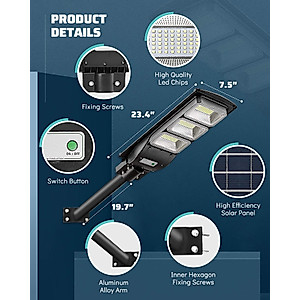 Lovus 2Pack 1500W Solar LED Street Lights, IP65 Waterproof Outdoor Solar Motion Sensor Flood Security Lights Dusk to Dawn for Parking Lot, Home, Garage, ST60-039-2