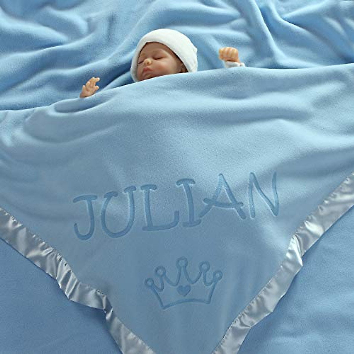 Custom Catch Personalized Princess Baby Blanket for Girl - Newborn or Infant Name Gift - Pink or Blue (1 Text Line)