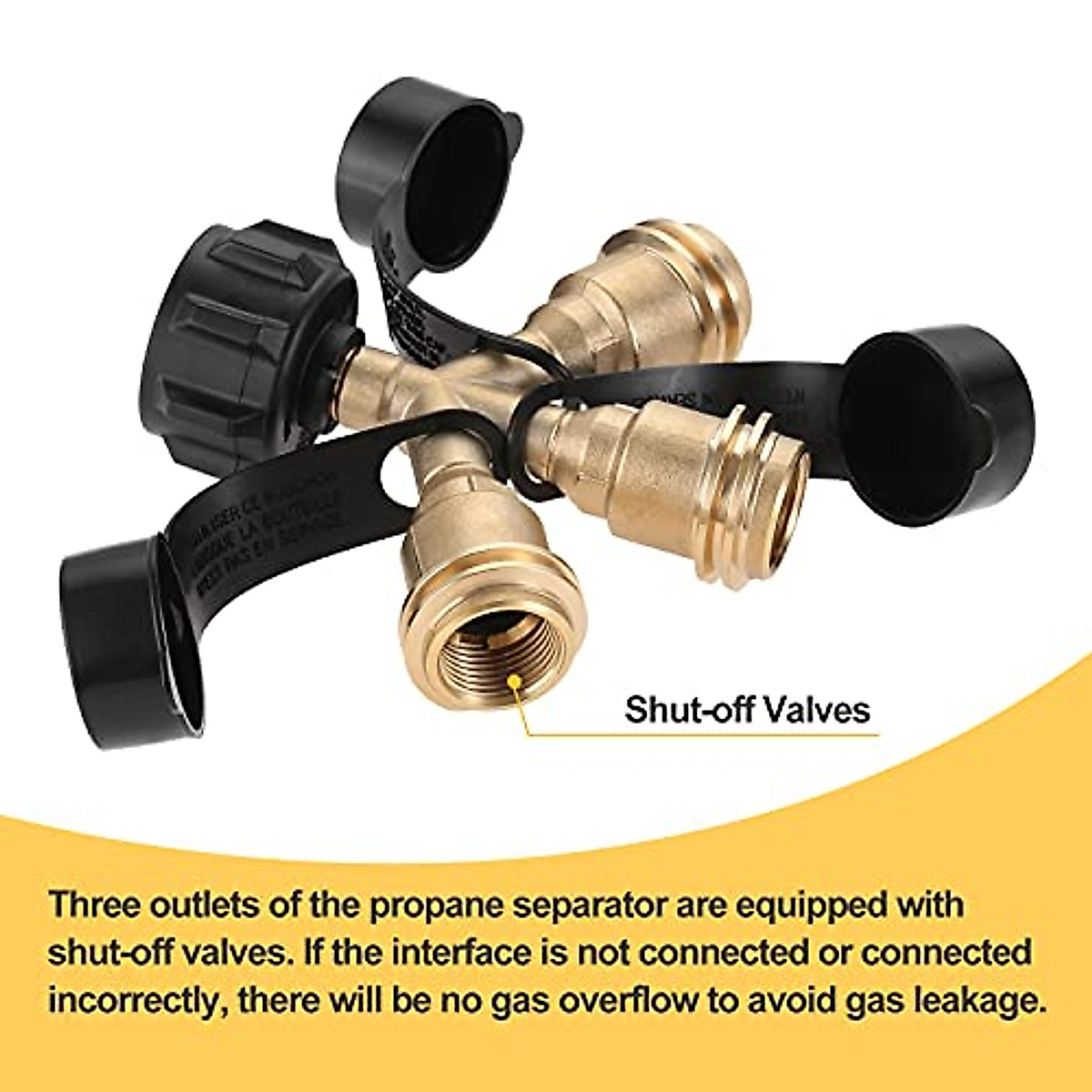 Lemfema Propone Splitter, Propane Tank 3 Y Splitter Adapter, 3 Way Propone Gas Splitter for Camping Stoves, BBQ Grills, RV Camper