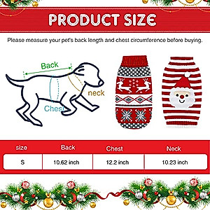 2 Pieces Dog Cat Festival Sweater Pet Puppy Sweater Cartoon Sweater Pet Winter Knitwear Clothes Kitten Sweater for Cats and Small Dogs for Valentine's Day Christmas (Santa Pattern, Small)