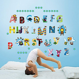 ufengke Alphabet ABC and Superheroes Wall Stickers Stars Letters Wall Decals Wall Decor for Kids Bedroom Nursery