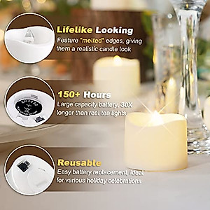 Homemory 24Pcs Auto Tea Lights, 6 Hours Timer Tea Lights Battery Operated, Flameless Flickering Votive Candles with Timer, Ideal for Home Decor, Table Centerpieces, Halloween, Christmas, Warm White