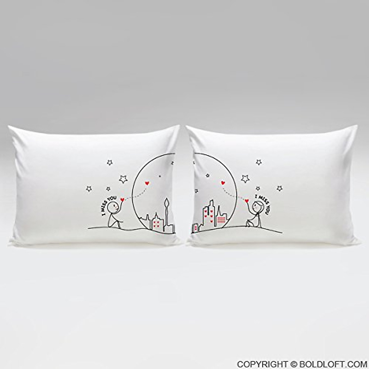 BoldLoft Miss Us Together Couple Pillowcases-Long Distance Relationship Gift for Boyfriend Girlfriend Long Distance Pillowcase I Miss You Gift