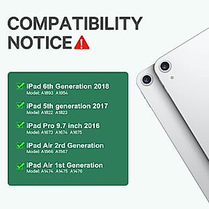 GreenLaw iPad Keyboard Case for iPad 6th 2018 - iPad 5th 2017- iPad Pro 9.7 - iPad Air 2 & 1-360° Rotation - 7 Color Backlit - Wireless Bluetooth - iPad Case with Keyboard, Black