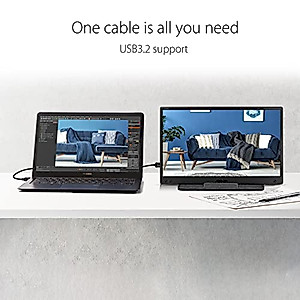 ASUS ZenScreen 15.6” 1080P Portable Monitor (MB166B)-Full HD,IPS, USB3.2, Anti-glare surface, USB-powered, Flicker Free, Blue Light Filter, Tripod Mountable, Protective Sleeve , BLACK
