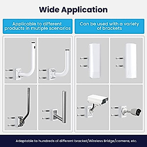 OOKOO Universal Vertical Pole Mount Bracket with 2 Loops, Solid Metal Wireless Bridge Wall Mounting Bracket for Indoor Outdoor AP Access Point Client CPE,1 Pack