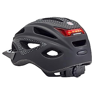 Schwinn Beam LED Lighted Bike Helmet with Reflective Design for Adults, 360 Degree Comfort System, Dial-Fit Adjustment, Removable Visor, Fits Head Circumferences 22.88-24.5 Inches, Matte Black