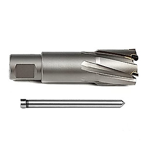Annular Cutter Carbide JESTUOUS 3/4 Inch Weldon Shank 2 Cutting Depth 1-1/16 Cutting Diameter TCT Two Flat Bit for Drill Press with Pilot Pin
