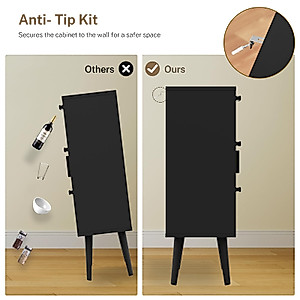 Iwell Black Storage Cabinet with 3 Drawers & Adjustable Shelf, Sideboard Buffet Cabinet, Entryway Cabinet, for Living Room, Dining Room, Black