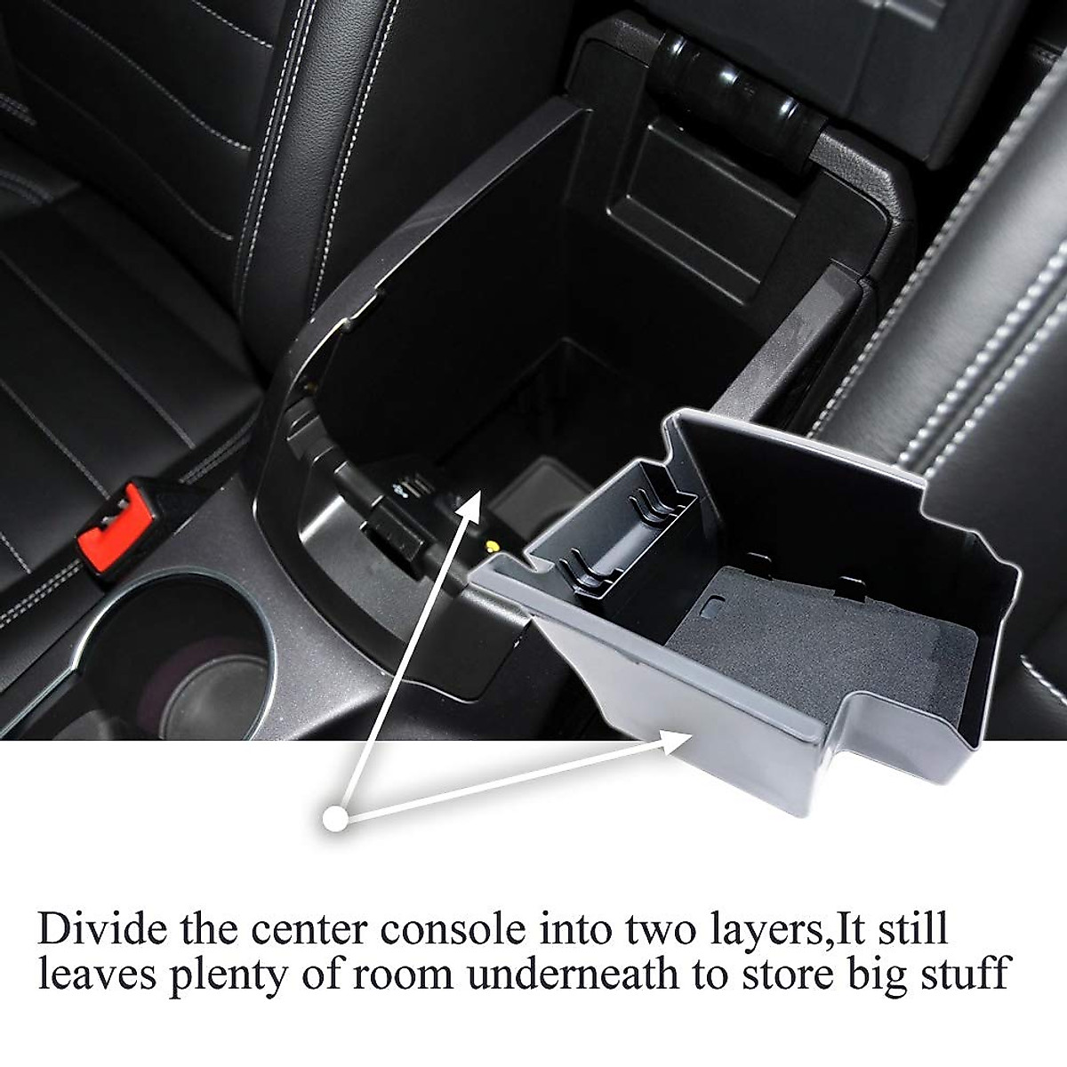 Vesul Center Console Storage Box Compatible with Ford Escape 2013 2014 2015 2016 ABS Tray Insert Armrest Organizer Glove Pallet