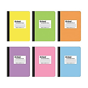 Oxford Composition Notebooks, 6 Pack, Wide Ruled Paper, 9-3/4 x 7-1/2 Inches, 100 Sheets, Assorted Pastel Covers (63759)