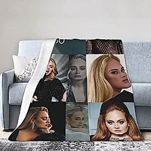 Adele Blanket Adele 30 Music Album Cover Collage Blanket Plush Super Soft All-Season Blanket Throw Blanket for Bedroom Bed Living Room Sofa Couch Singer Fans Gifts 50x40 in