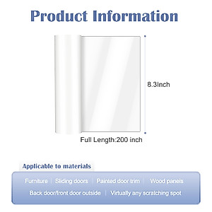 Delffyns Door Scratch Protector from Dog Scratching, 200'' x 8.3'' Anti Scratch Guard Deterrent Tape, Ultra Durable Pad for Cats Dogs, Door Frame Protector for Screen Door, Window, Wall, Chari Leg