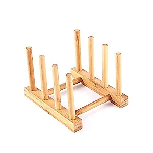 YWSHF Bamboo Wooden Dish Rack Dishes Drainboard Drying Drainer Storage Holder Stand Kitchen Cabinet Organizer for Dish,Plate,Bowl,Cup Pot,Lid,Book