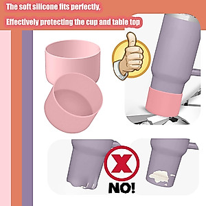 2Pcs Silicone Boot for Stanley 40 oz 30 oz Tumbler with Handle & Stanley IceFlow 20oz 30oz, Reduces Noise Protective Silicone Water Bottle Bottom Sleeve Cover for Stanley Cup Accessories (Pink Dusk)