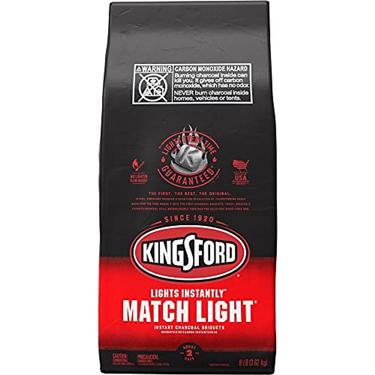 Kingsford 32111 Match Light Charcoal Briquettes, 8 lb, Black